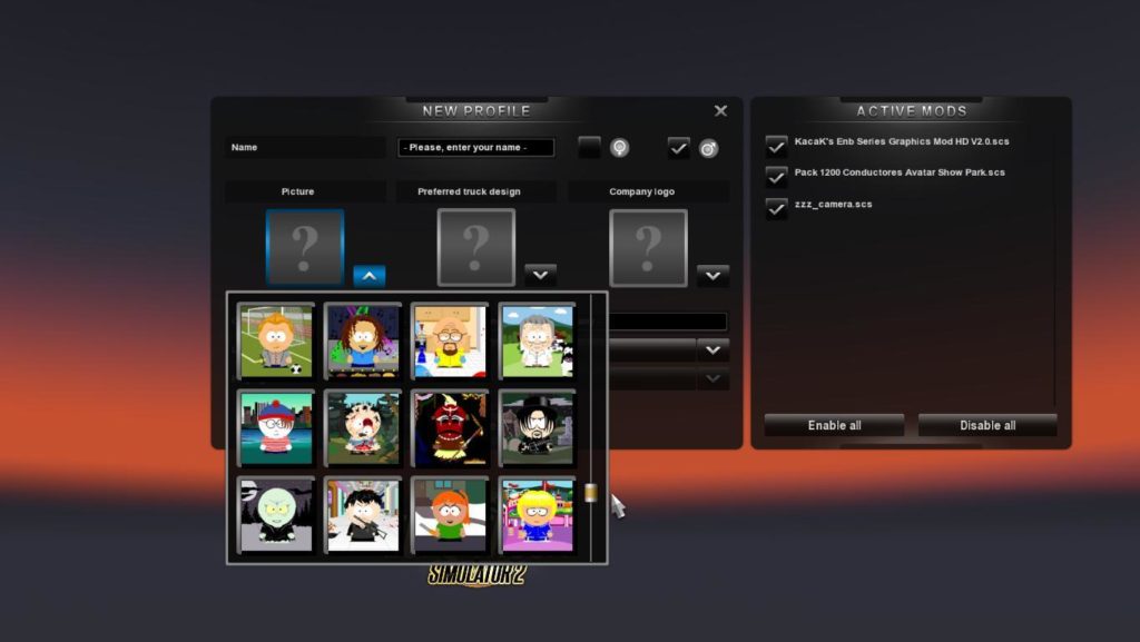 SOUTH PARK DRIVER AVATARS MOD for ETS 2 - Euro Truck Simulator 2 Mods ...