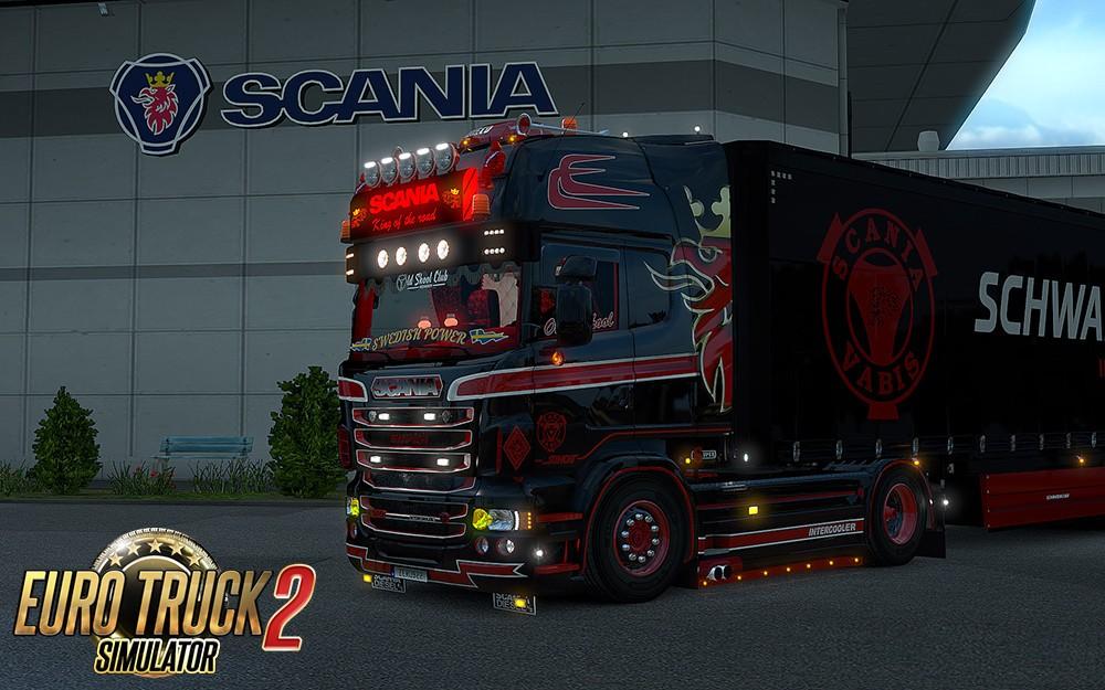 SCANIA RS (RJL) BLACK & RED GRIFFIN SKIN + ACCESSORY PARTS V1.0 TUNING ...