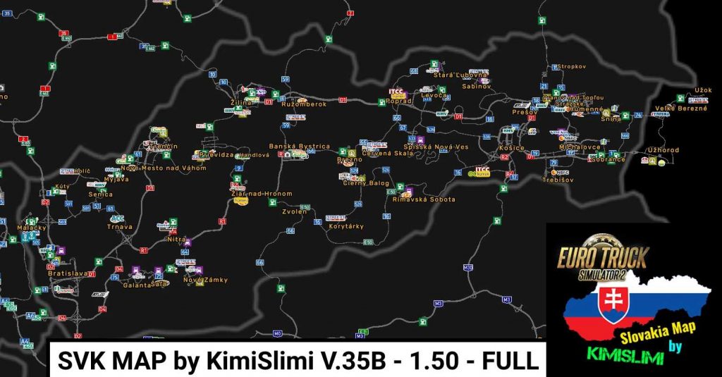 SVK MAP by KimiSlimi V.35B/1.50 - DEMO/FULL ETS2 - Euro Truck Simulator ...